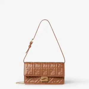Fendi Tube Wallet On Chain Sellier Brown Nappa Leather Wallet With Ff Motif - [brown]